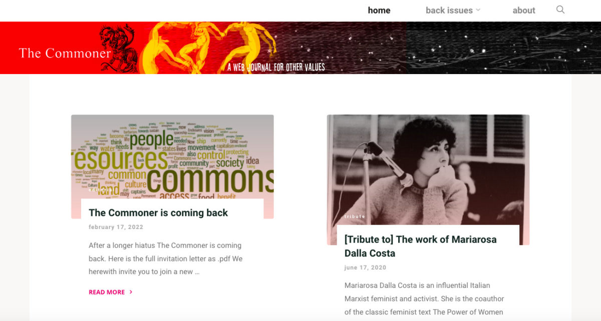 [Archives] The Commoner, un journal en ligne fondé en 2001 par Massimo De Angelis - Les Communs ...